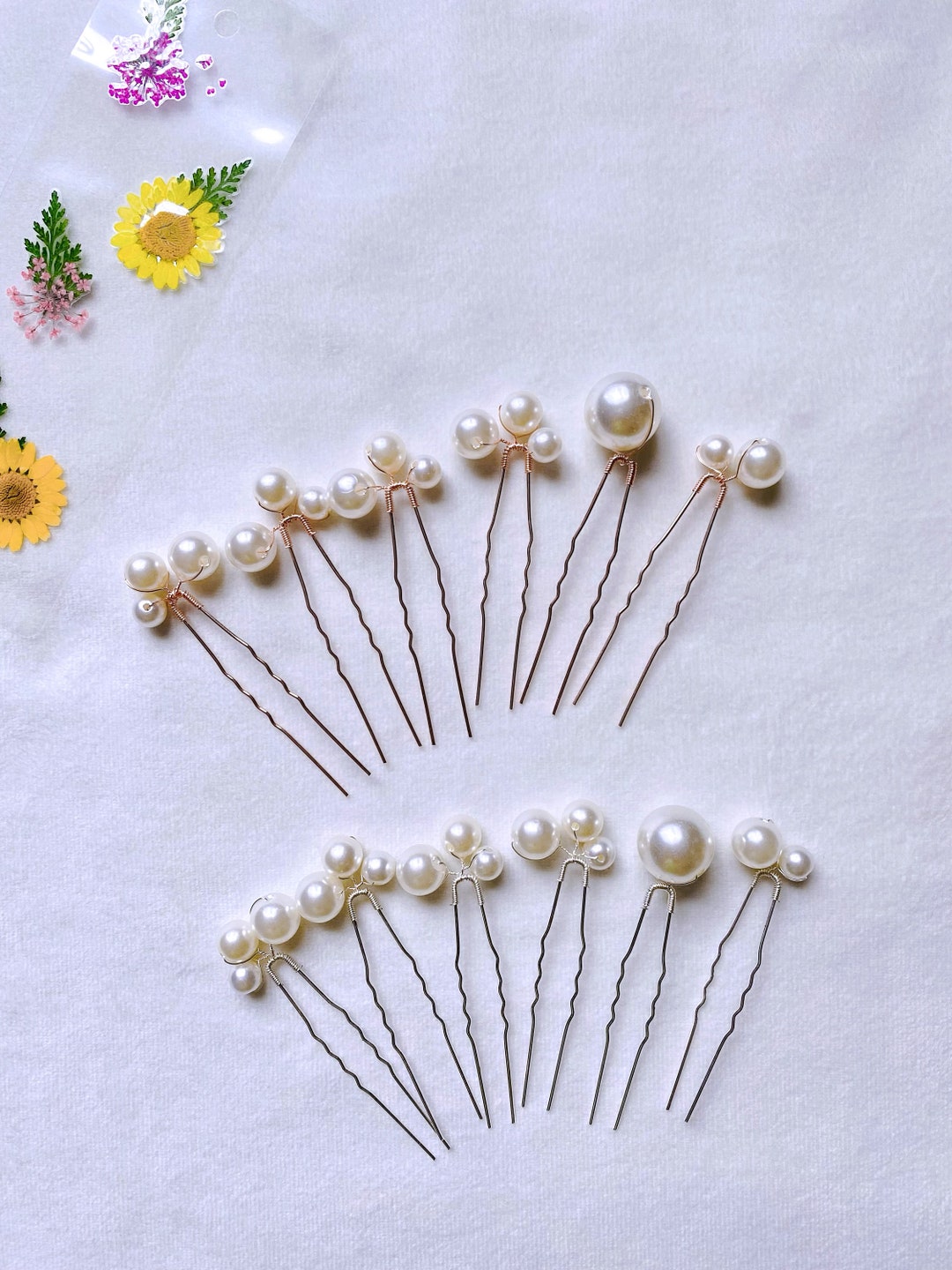Set of 6 Gold/sliver Bridal High Quality White Pearl Hair Pins,wedding ...