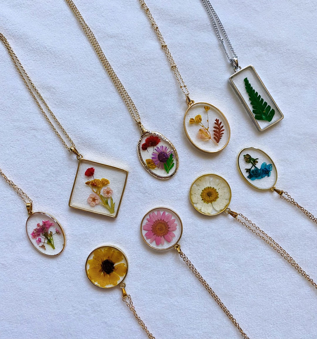 Dried Pressed Flower Necklace,real Flower Necklace,resin Jewelry,gift ...