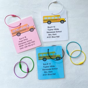Personalized Laminated Kids Bag Tag,plastic ID Tag,school Bus Backpack ...