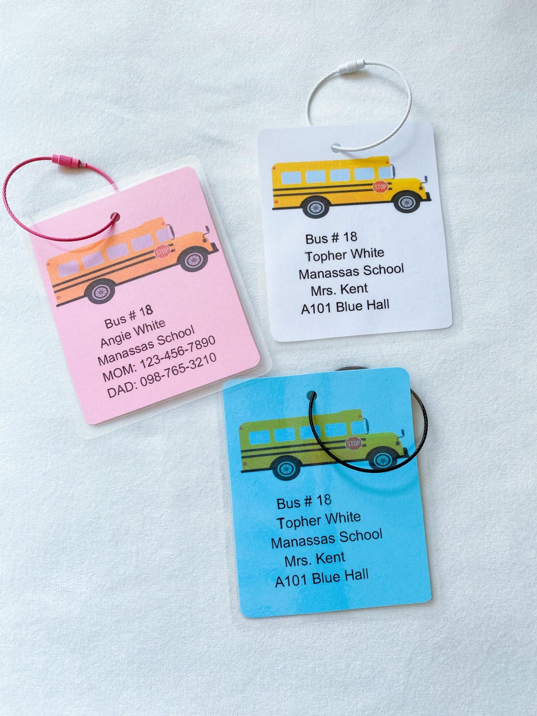 Personalized Laminated Kids Bag Tag,plastic ID Tag,school Bus Backpack ...
