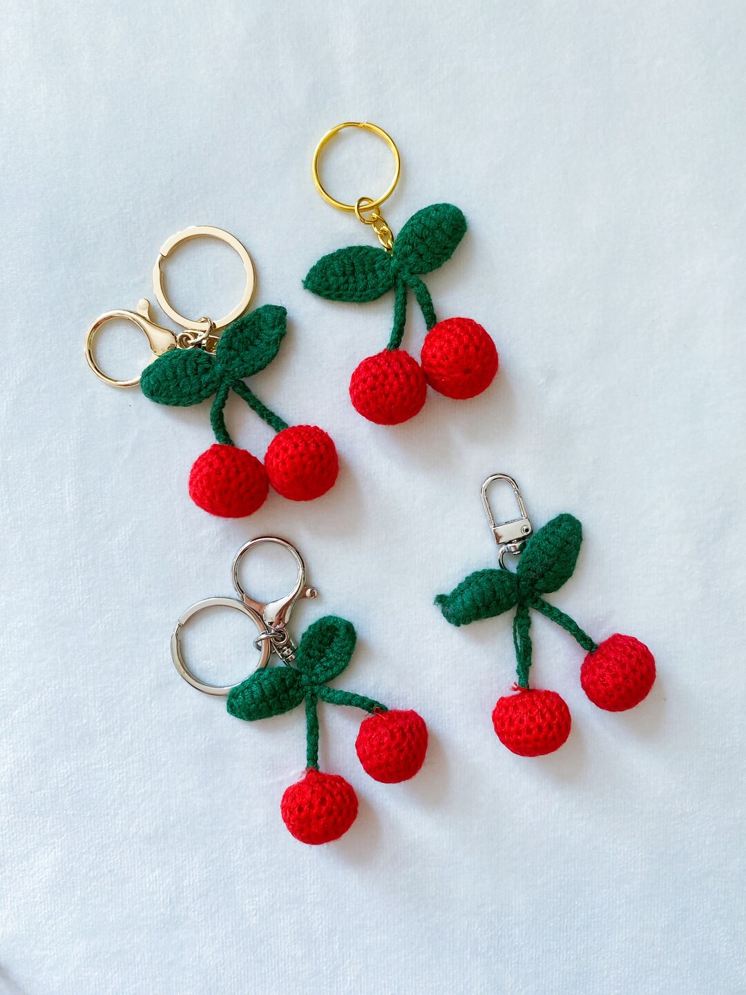 Handmade Cute Crochet Cherry Keychain,cherry AirPod Charm,kawaii ...
