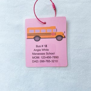 Personalized Laminated Kids Bag Tag,plastic ID Tag,school Bus Backpack ...