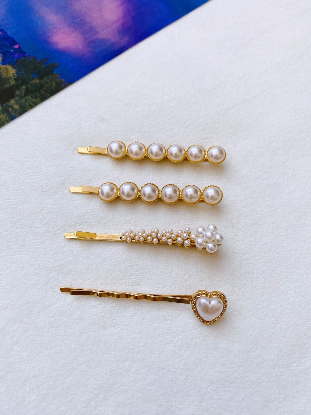 Set of 4 Bridal White Pearl Hair Pins,wedding Style Pins,bridal Hair ...
