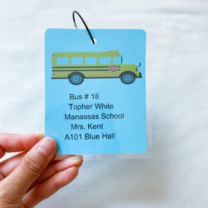 Personalized Laminated Kids Bag Tag,plastic ID Tag,school Bus Backpack ...