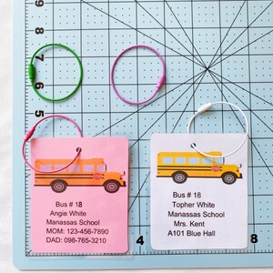 Personalized Laminated Kids Bag Tag,plastic ID Tag,school Bus Backpack ...