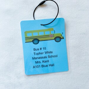 Personalized Laminated Kids Bag Tag,plastic ID Tag,school Bus Backpack ...