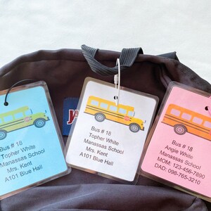 Personalized Laminated Kids Bag Tag,plastic ID Tag,school Bus Backpack ...