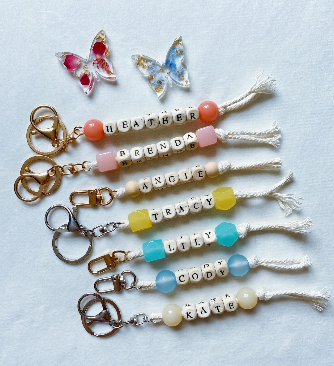 Colorful Name Bead Keychain,kids Backpack Keychain,diaper Bag Tag ...