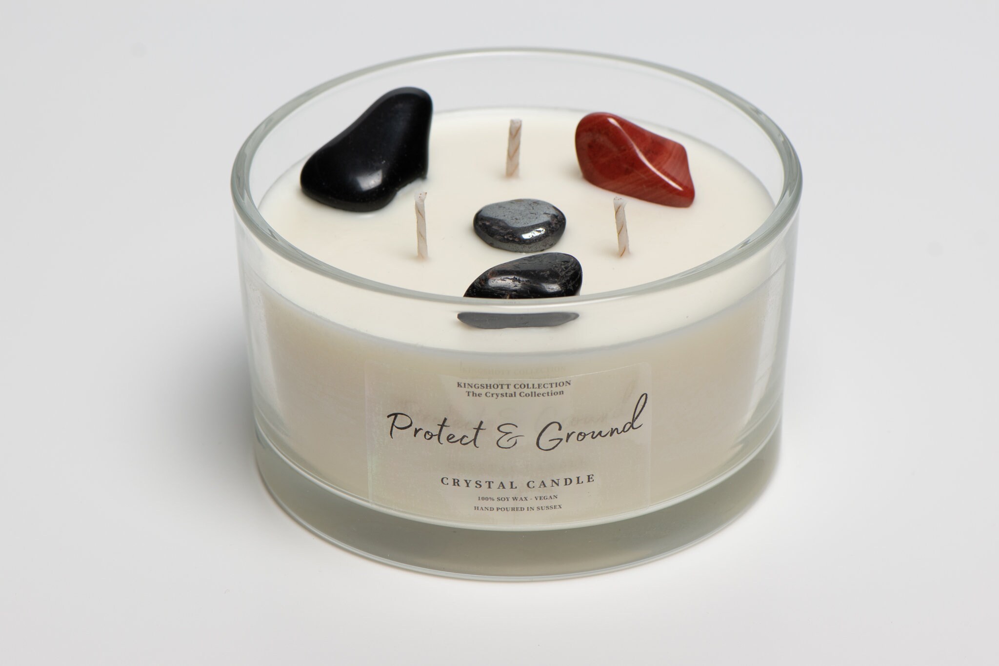 Large 3 wick Protect & Ground Crystal Candle