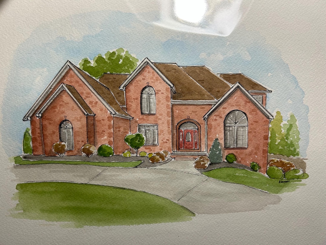 Hand Painted Watercolor House Portrait Custom - Etsy