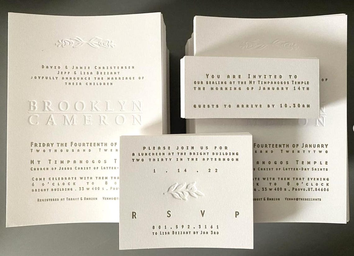 Custom Letterpress Invitations - Etsy