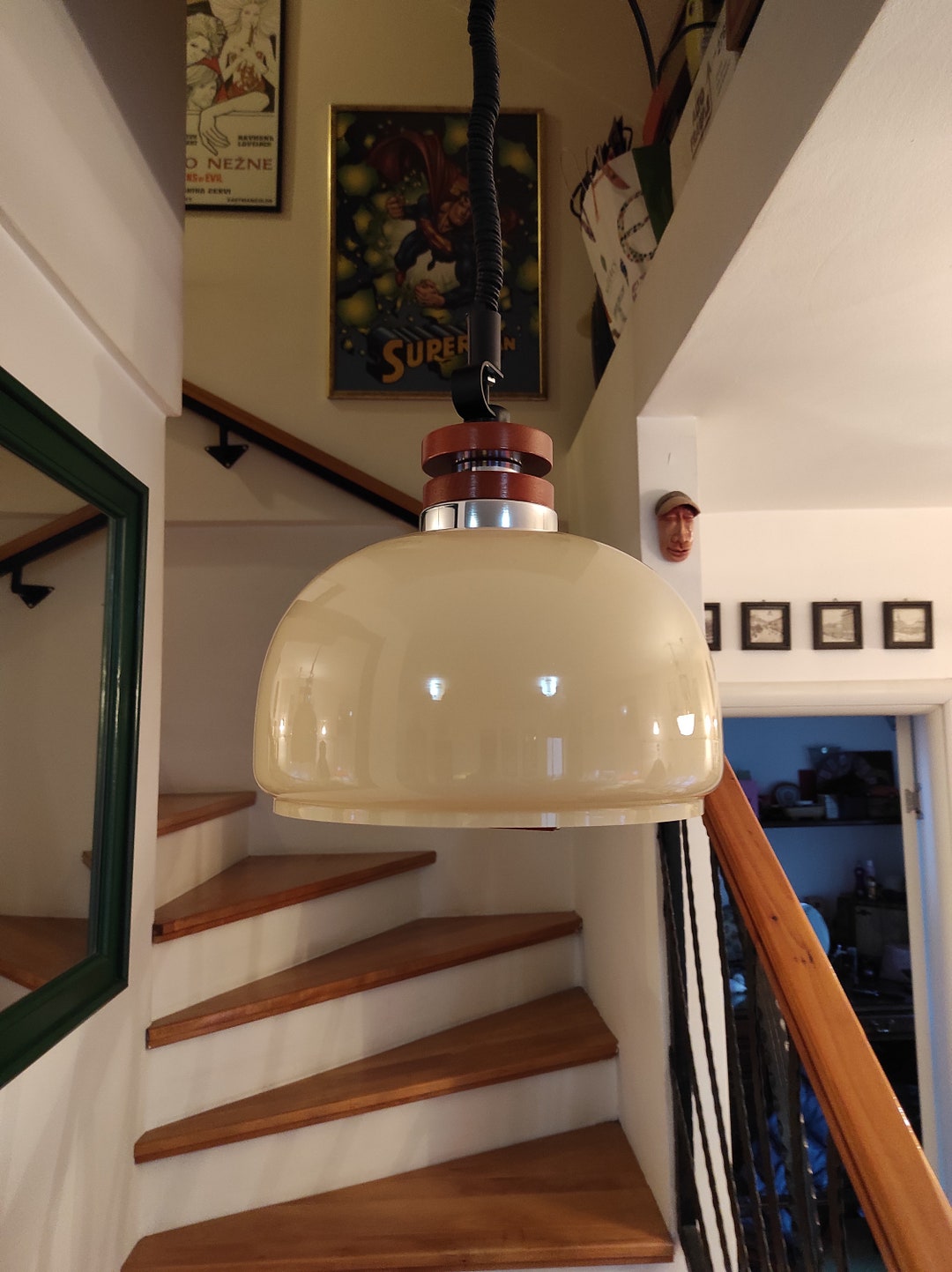 Mid Century Pendant Light, MCM Ceiling Light, Vintage Light, 1970s ...