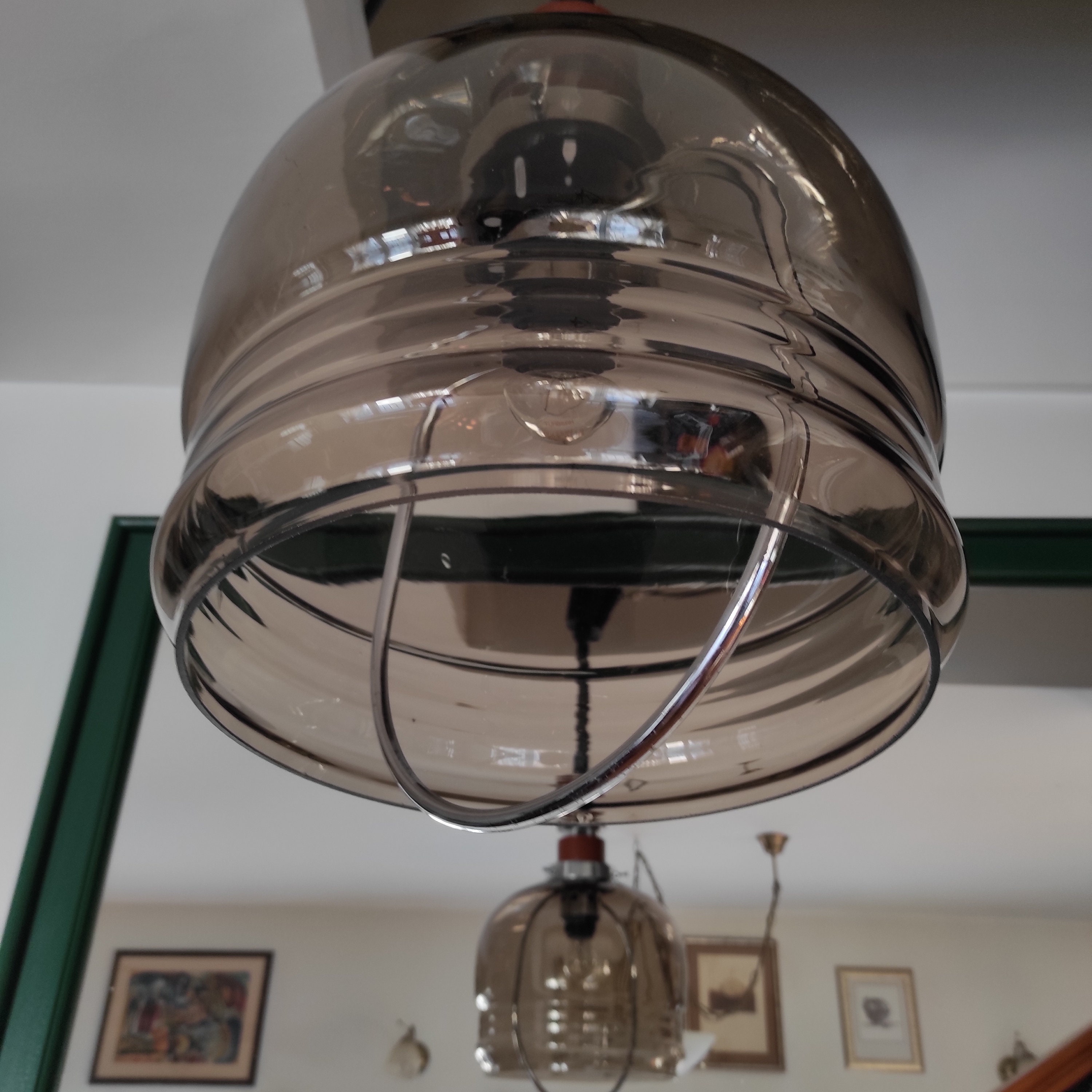 Mid Century Smoked Glass Pendant Light: Space Age 80s Ceiling Lamp - Etsy