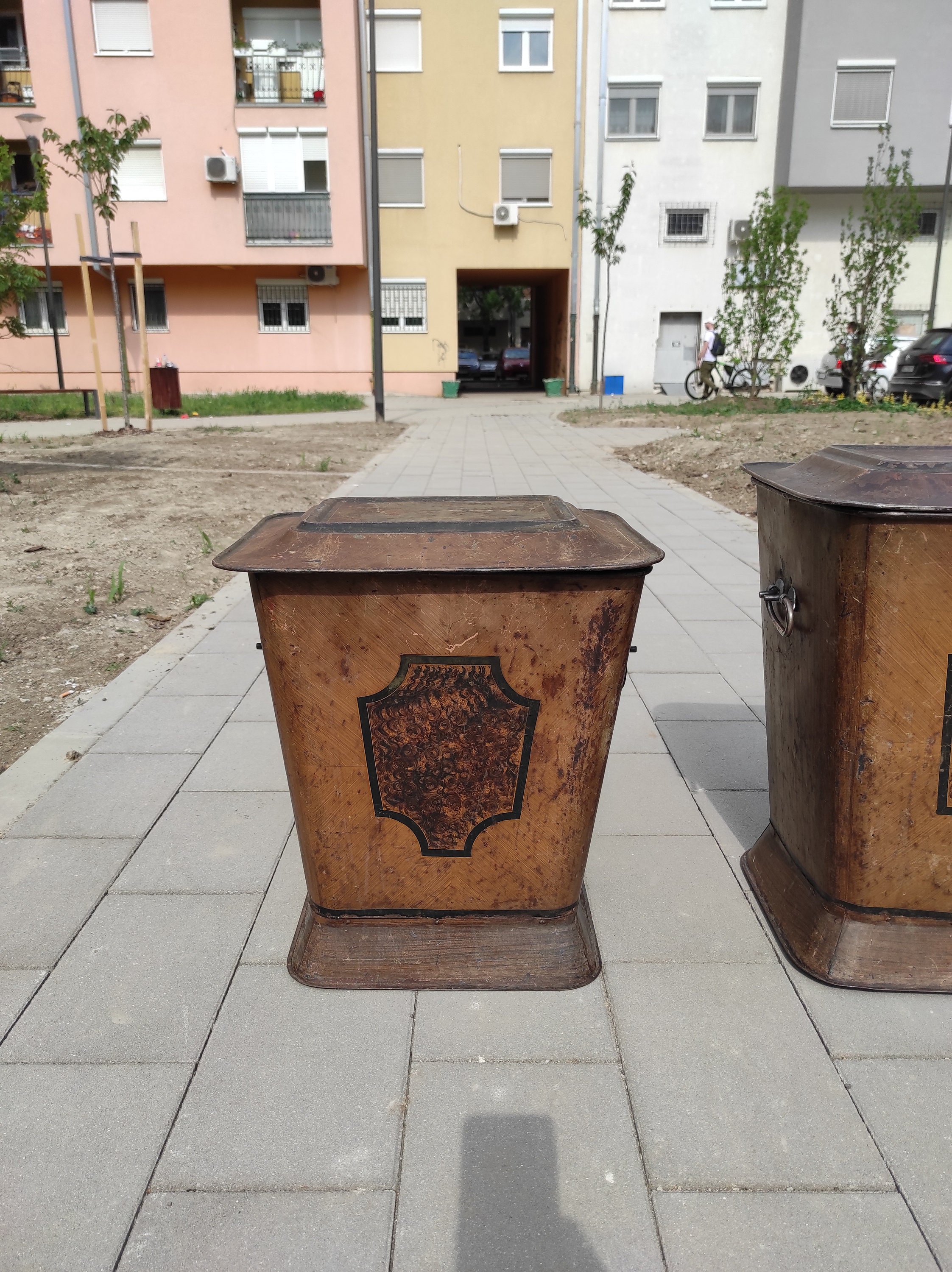 Pair of Antique Coal Bins, Vintage Fireplace Coal Storage Box, Antique ...