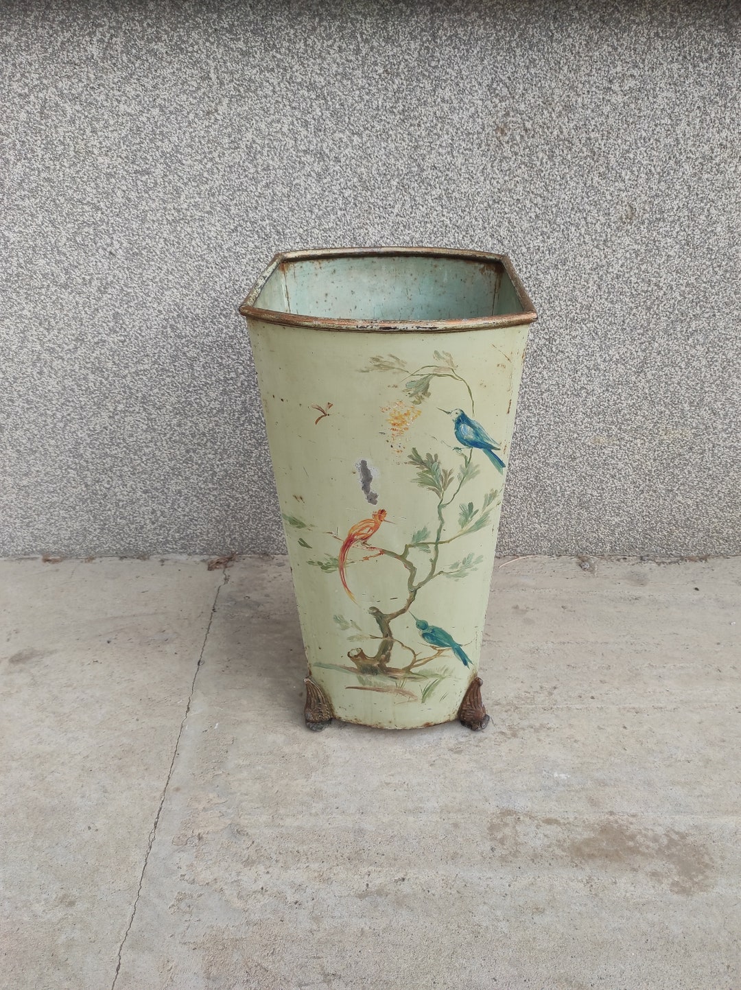 Vintage Umbrella Stand, Antique Umbrella Stand, Hand Painted Metal ...
