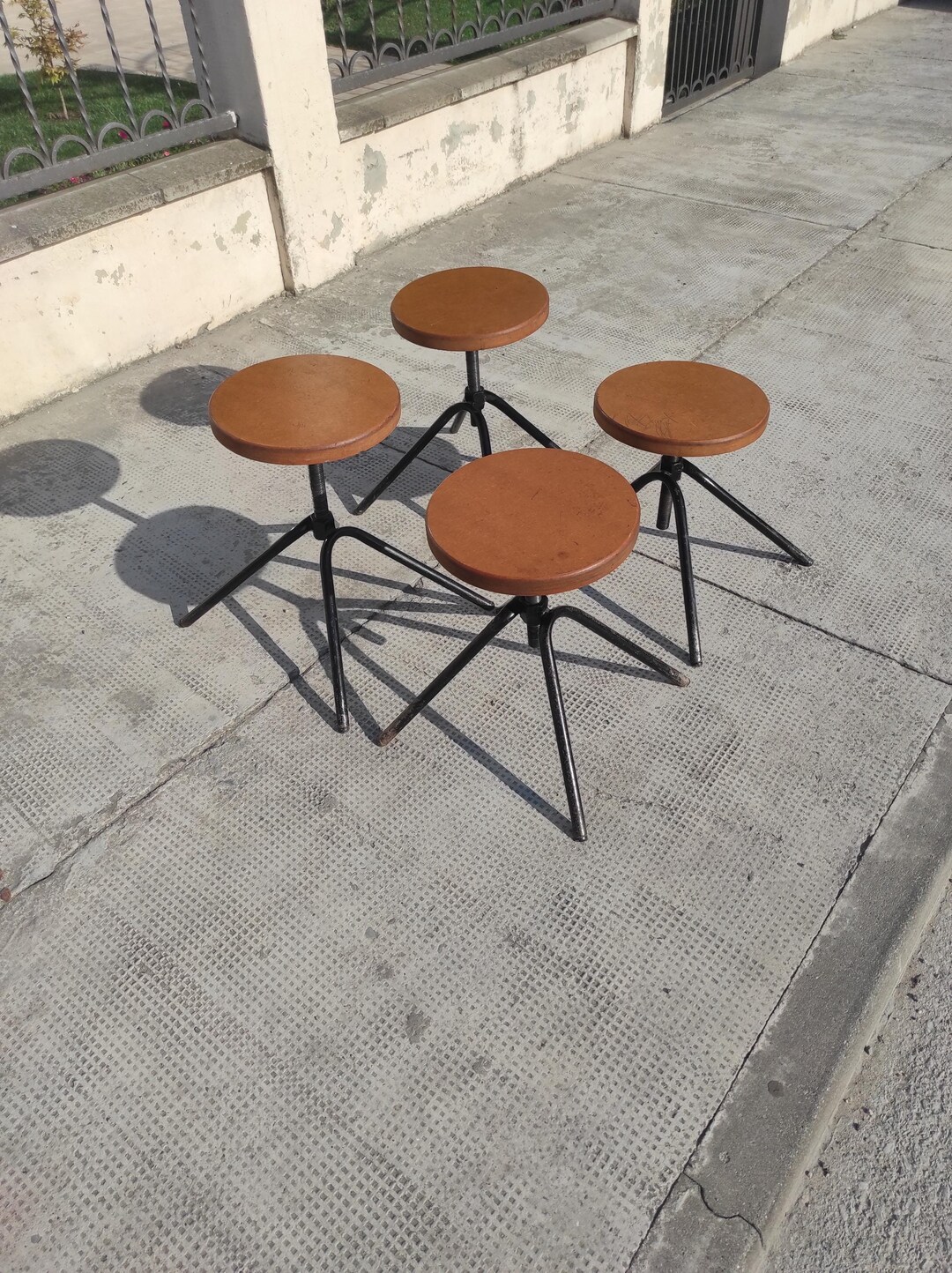 1 of 4 Vintage Industrial Stools, Adjustable Stools, Old Metal Stool ...