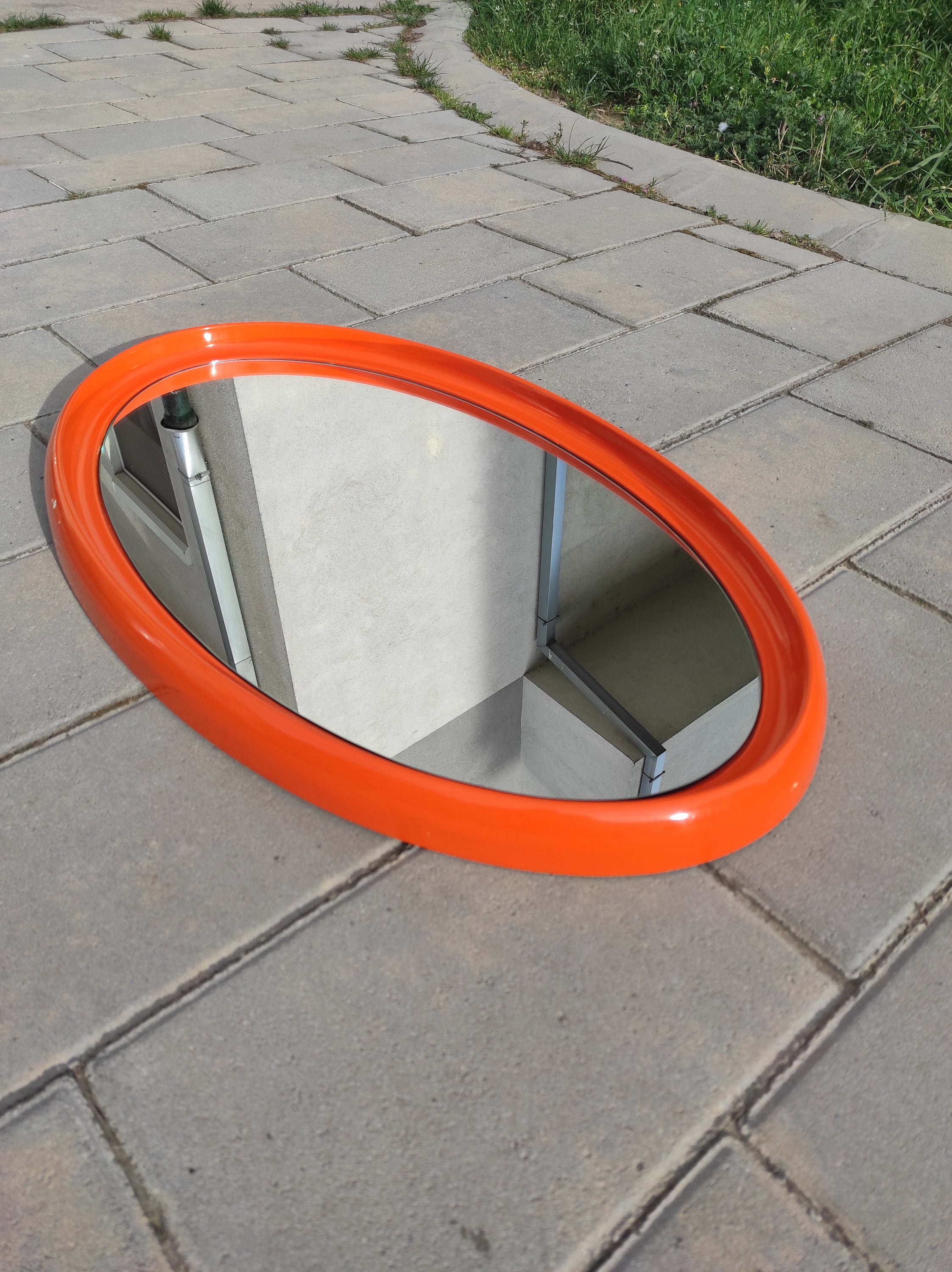 Mid Century Oval Wall Mirror, Vintage Mirror, Plastic Oval Mirror ...