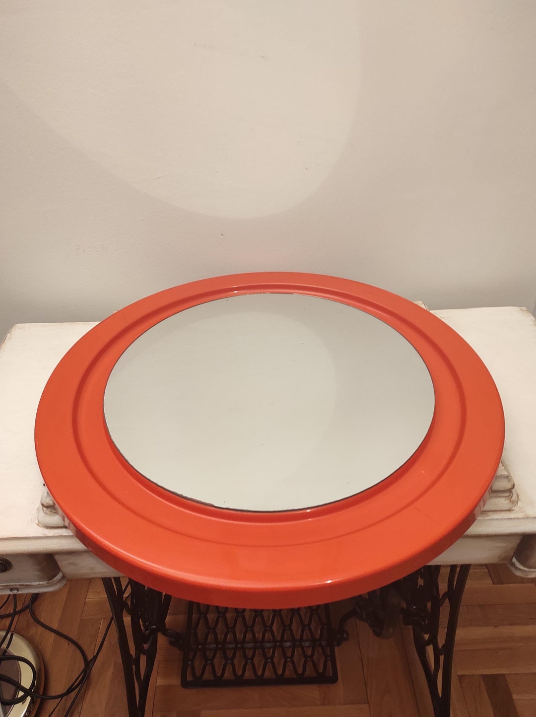 Mid Century Round Wall Mirror, Vintage Mirror, Plastic MCM Mirror ...