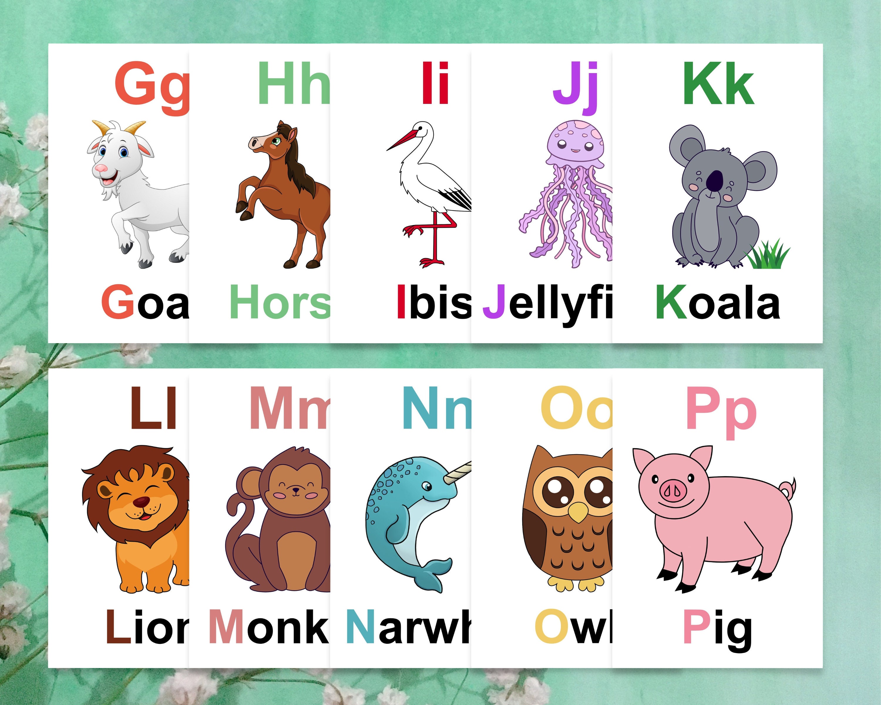Printable Alphabet Animal Flashcards for Kids #2 - Capital and ...