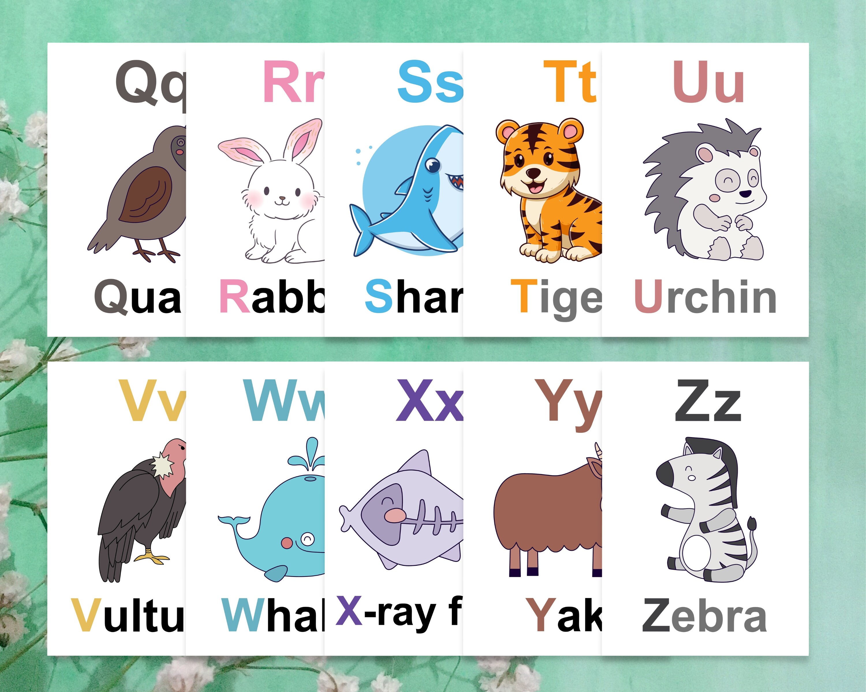 Printable Alphabet Animal Flashcards for Kids #2 - Capital and ...