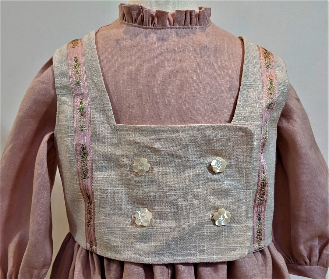 Soft Rose Linen Dress and Weskit - Size 5 - Etsy