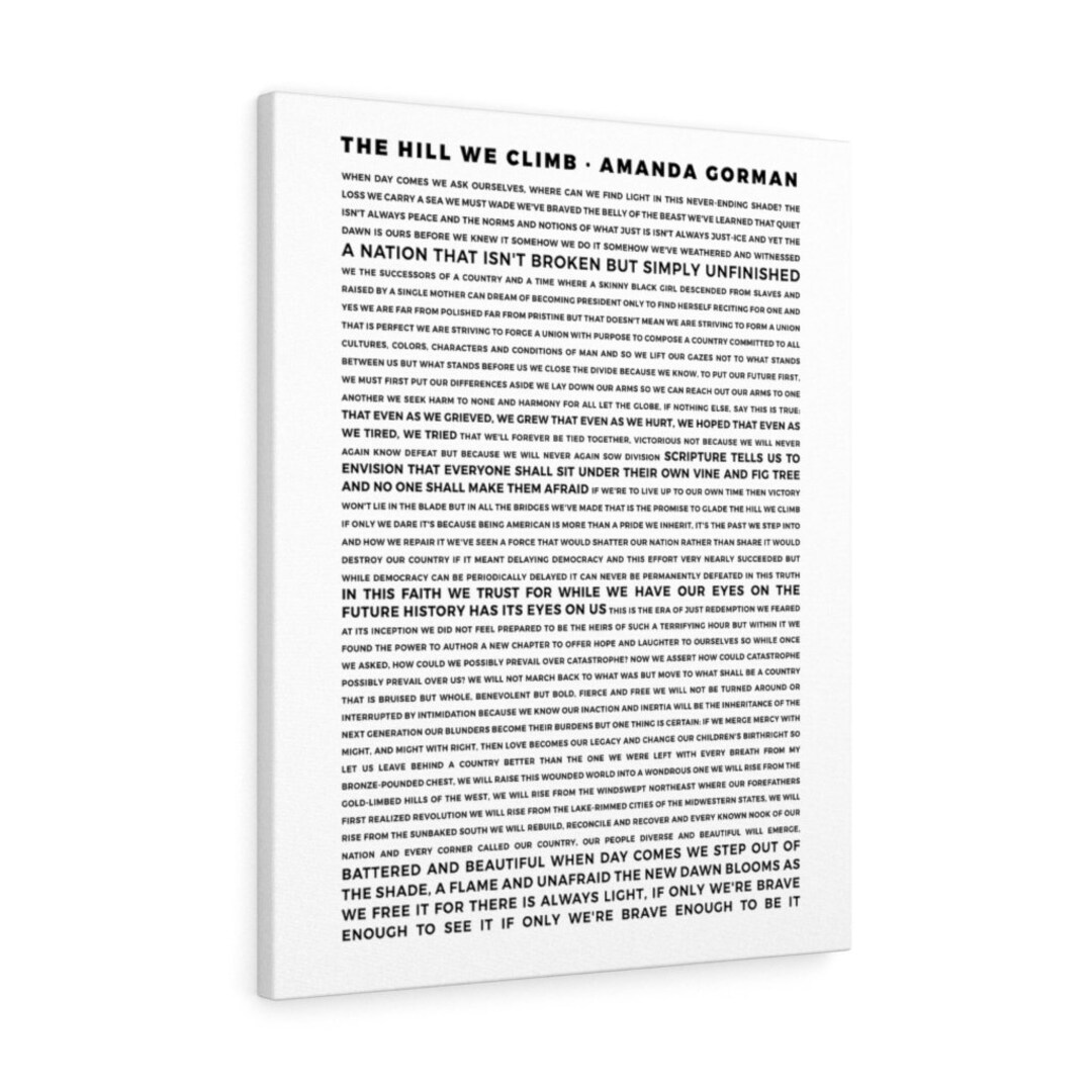 Amanda Gorman the Hill We Climb Full Inauguration Poem Canvas ...