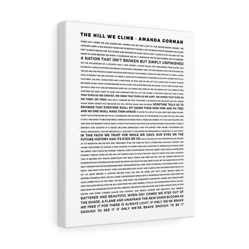 Amanda Gorman the Hill We Climb Full Inauguration Poem Canvas | Etsy