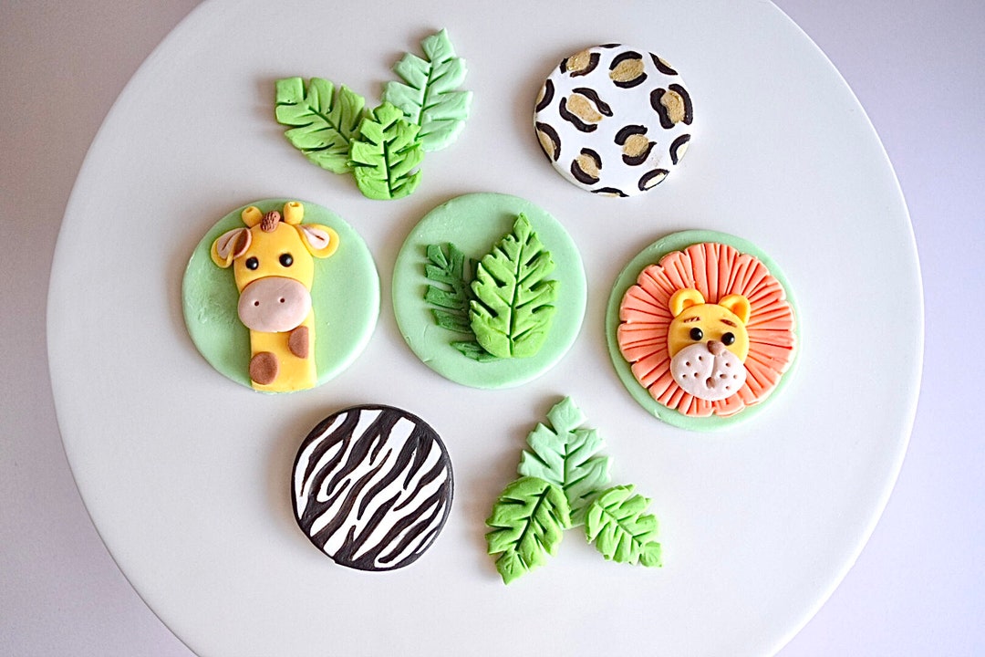 Jungle Safari Number Cake Cupcake Toppers, Jungle Animals Fondant ...