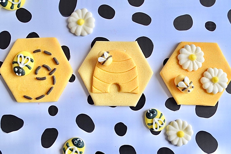 Honey Bee Cupcake Toppers Honey Bee Bee Hive Yellow Hexagon - Etsy