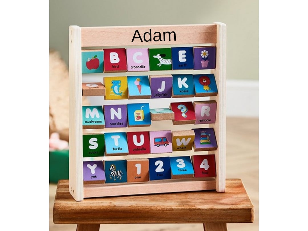 Personalised Wooden Alphabet Abacus Wooden Toy Educational - Etsy UK