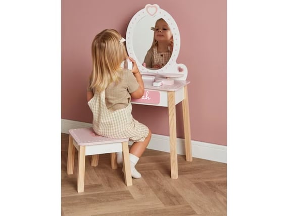 Personalised Kids Dressing Table With Stool Mirror for Children 3 7 Years Wooden Makeup Vanity Table and Chair Girls Birthday Gift. Etsy UK