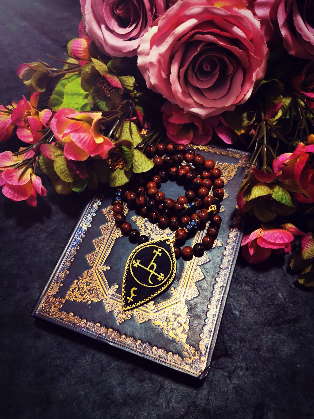 LILITH Rosary in Mahogany Obsidian Lilith Necklace Lilith Mala Amulet ...