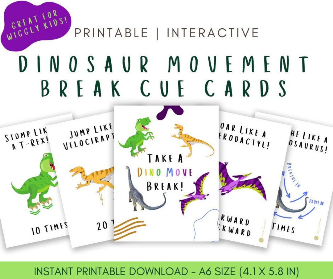 Dinosaur Movement Cards | Movement Break Cue Cards | ADHD, Neurodiverse ...