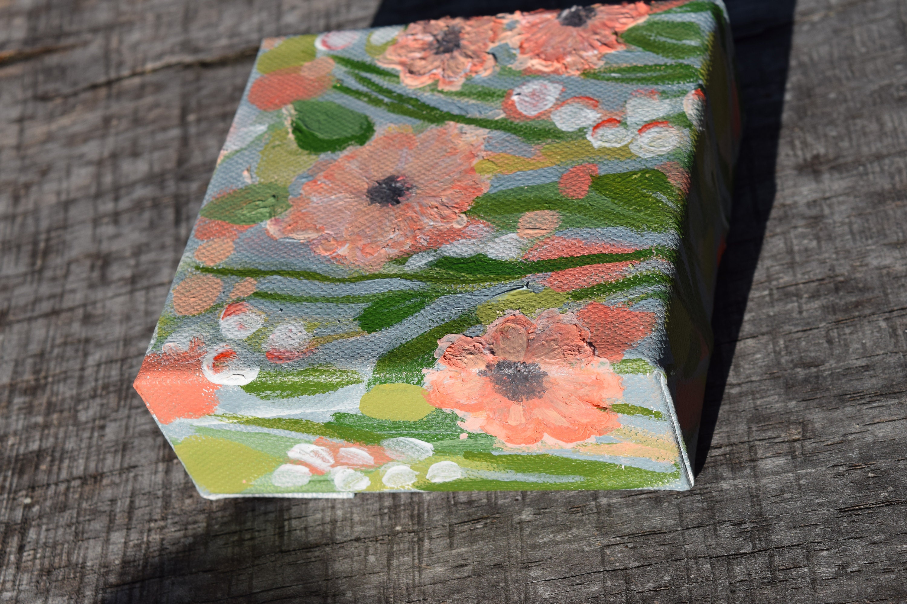 Summer Blooms Original Painting on Canvas Mini Art, Tiny Art, Floral ...