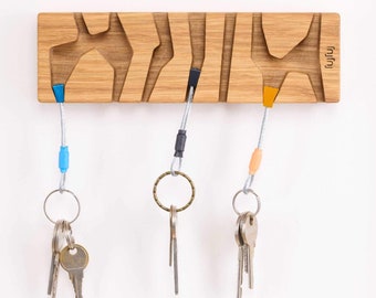 Walnut & Black Key Holder for Wall, Entryway Decorative Wooden ...