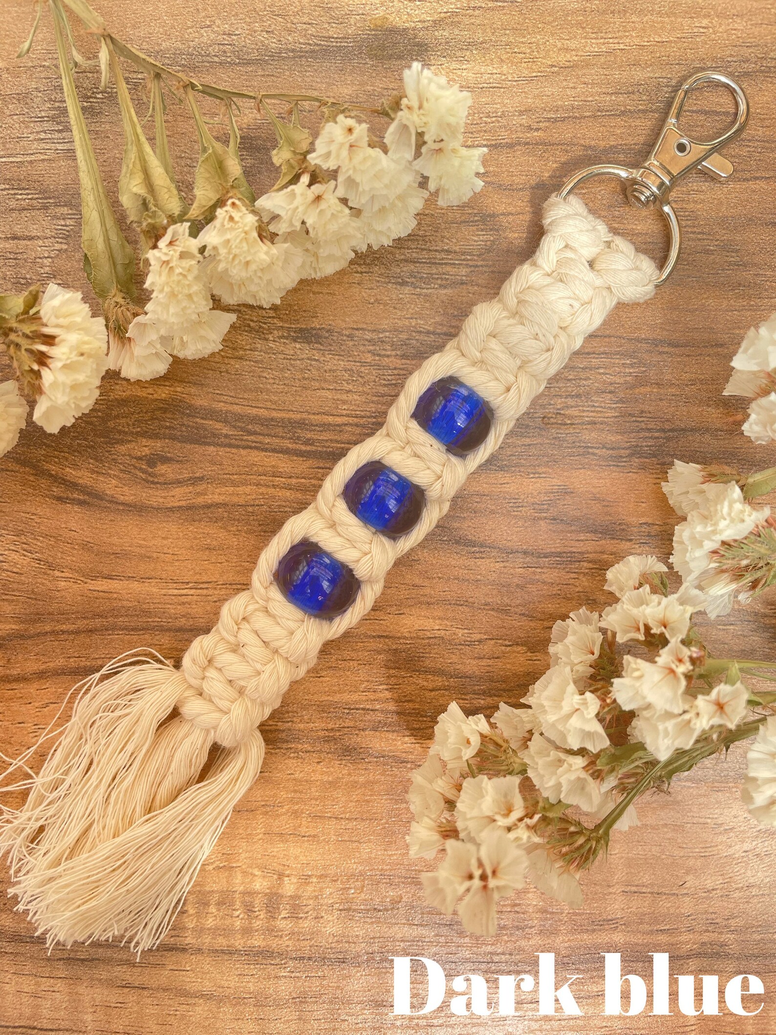 Taylor-Handmade Macrame Keychain With Beads | Etsy