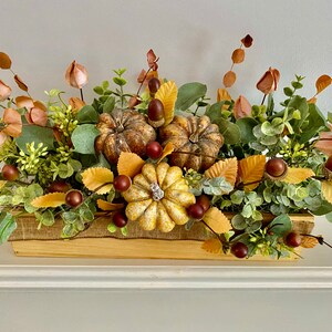 Thanksgiving Fall Rustic Pumpkin Table Centerpiece, Fall Table Mantle ...