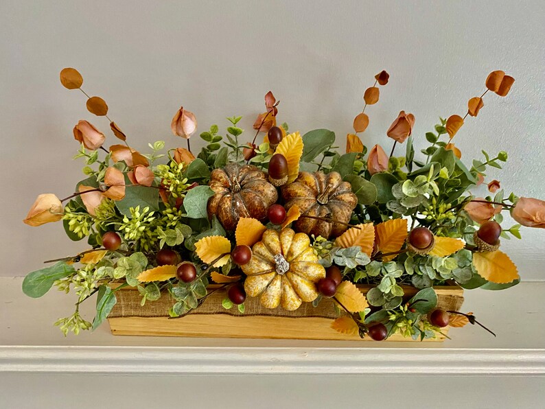Thanksgiving Fall Rustic Pumpkin Table Centerpiece, Fall Table Mantle ...