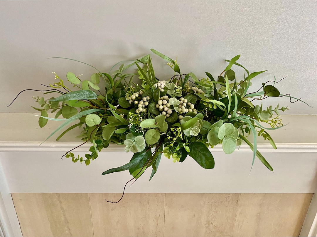 Spring Summer Table Centerpiece, Rustic Greenery Spring Mantel Garland ...