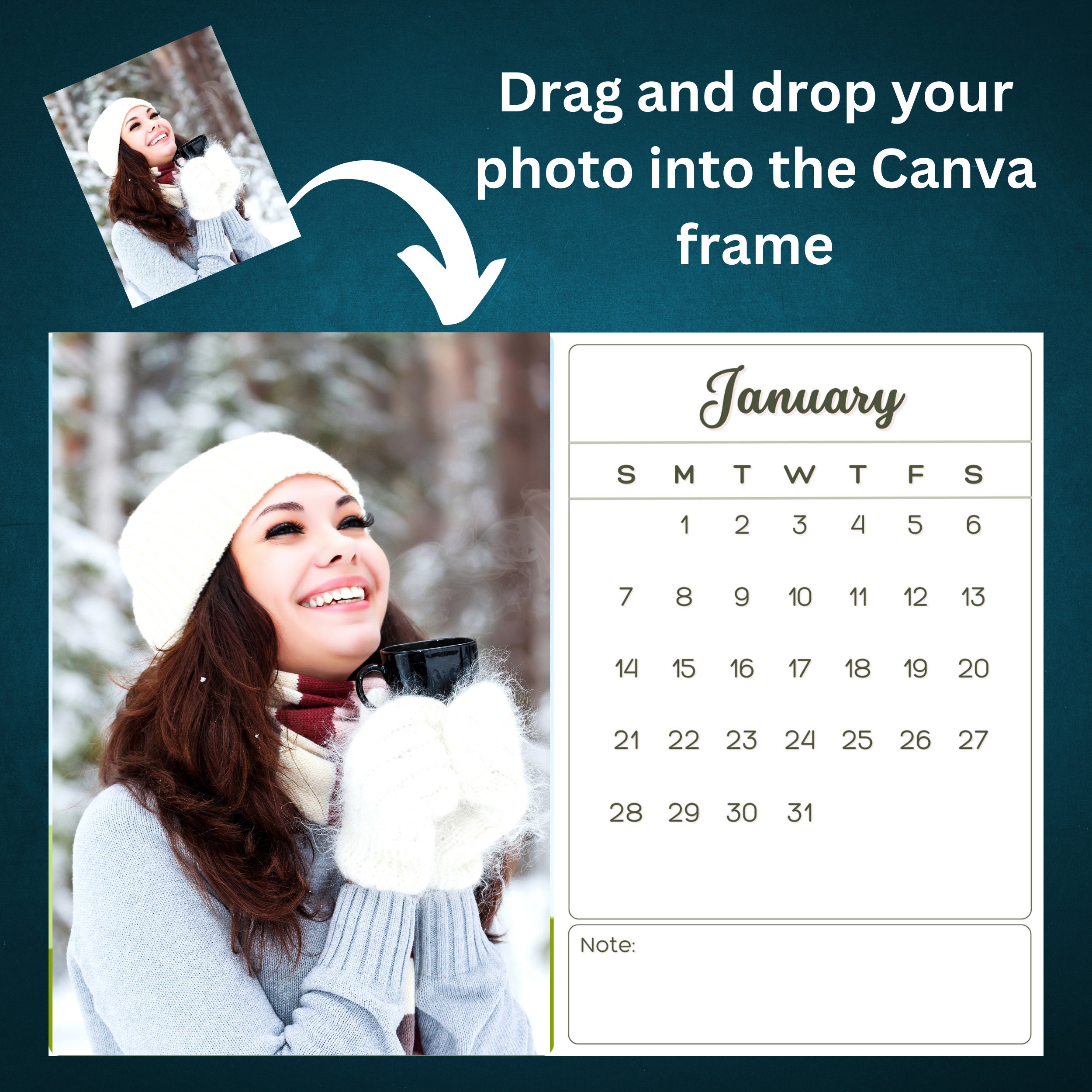 2024 Fully Editable Calendar Canva Template Frame Bundle Instant ...