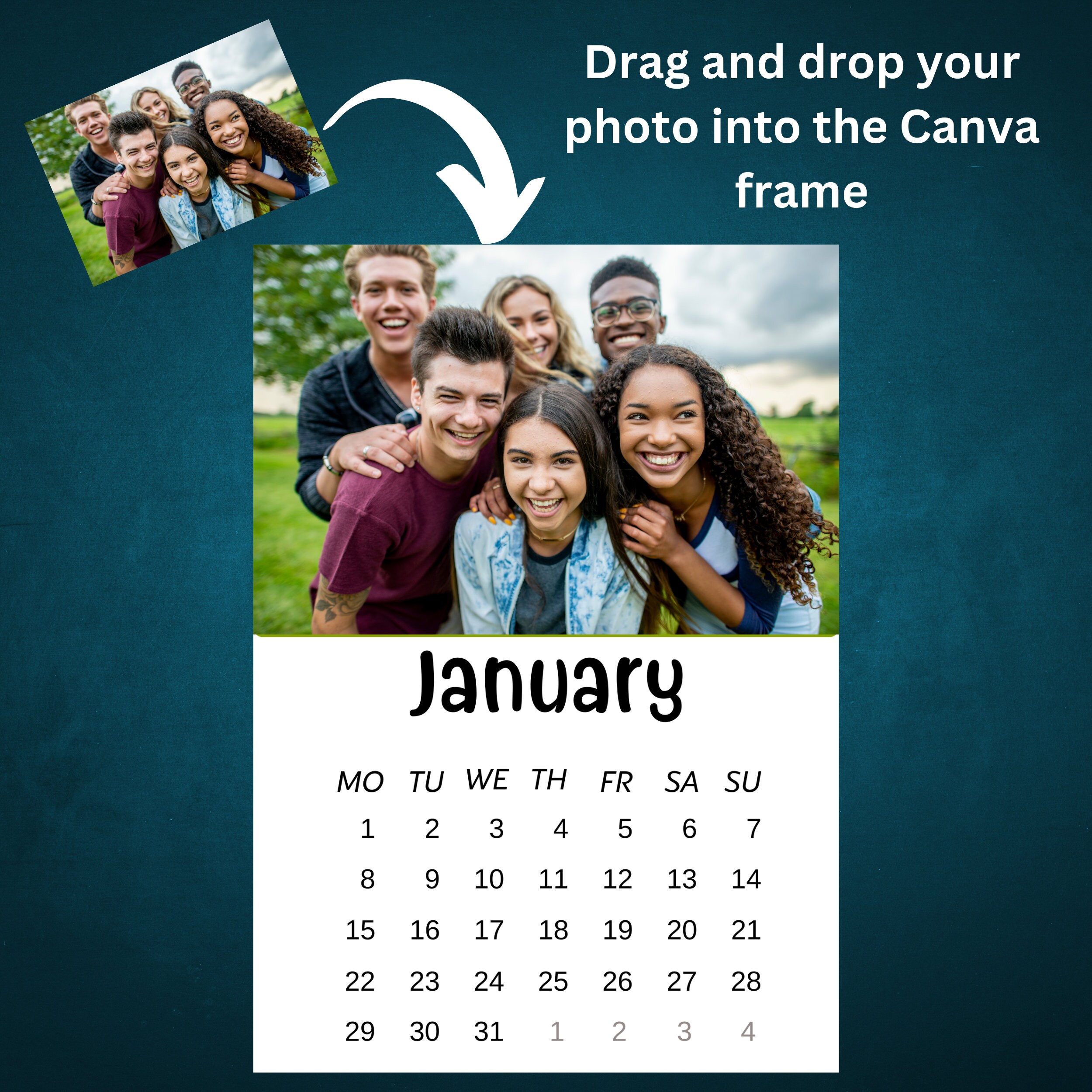 2024 Fully Editable Calendar Canva Template Frame Bundle Instant ...