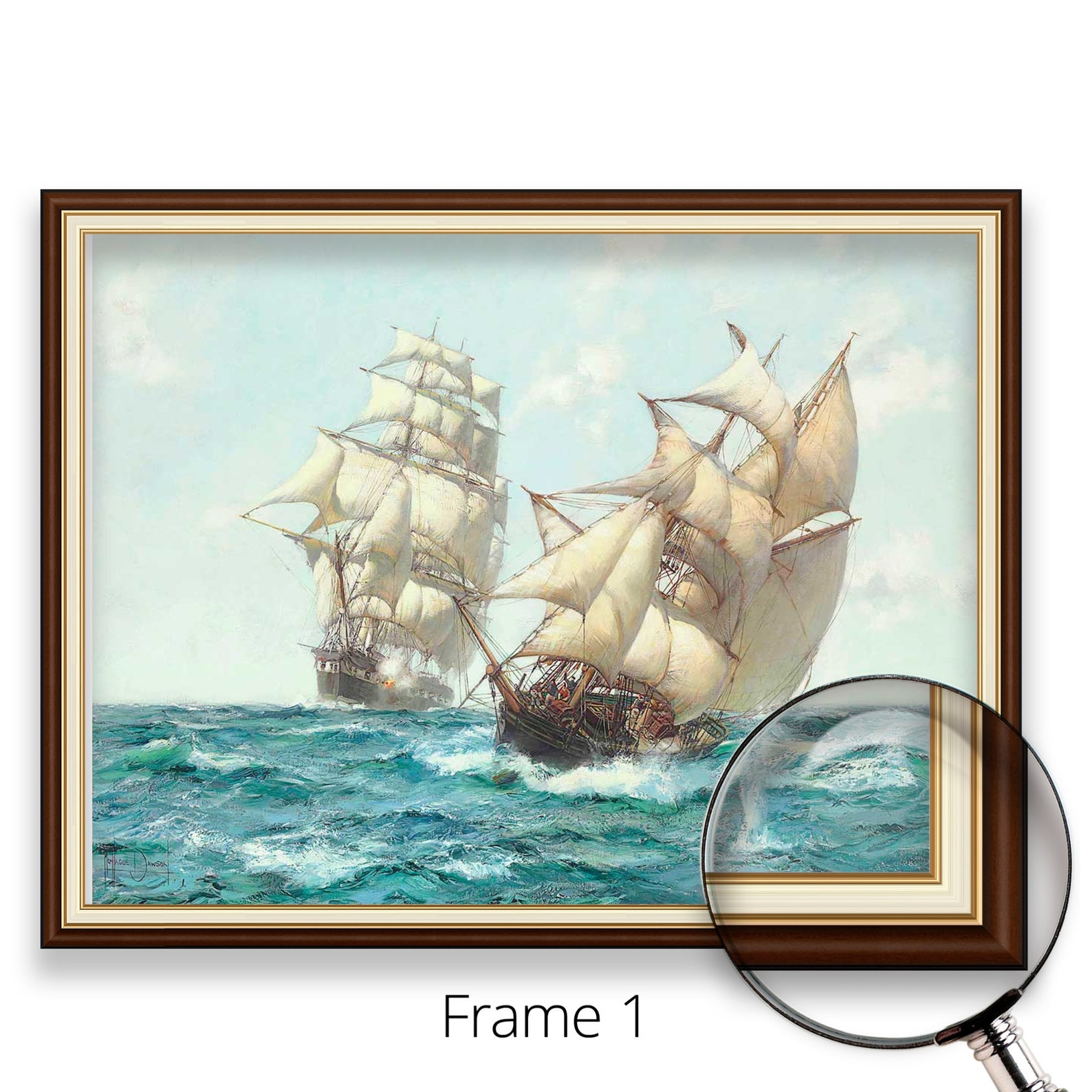 Montague Dawson - A Baltimore Clipper in Action | Museum Quality 3D Oil ...