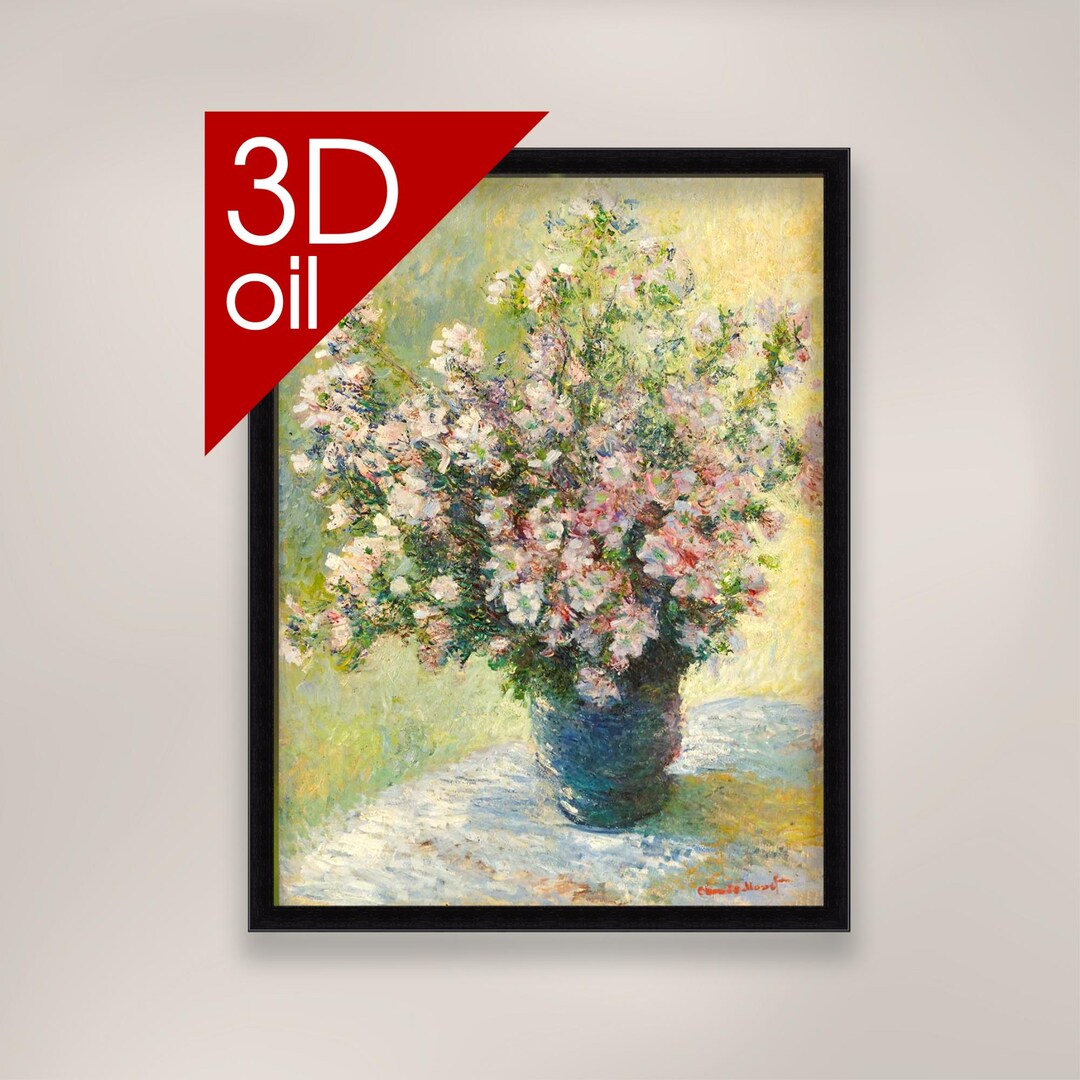 Vase of Flowers - Claude Monet | Museum Quality 3D Oil Canvas Print of ...