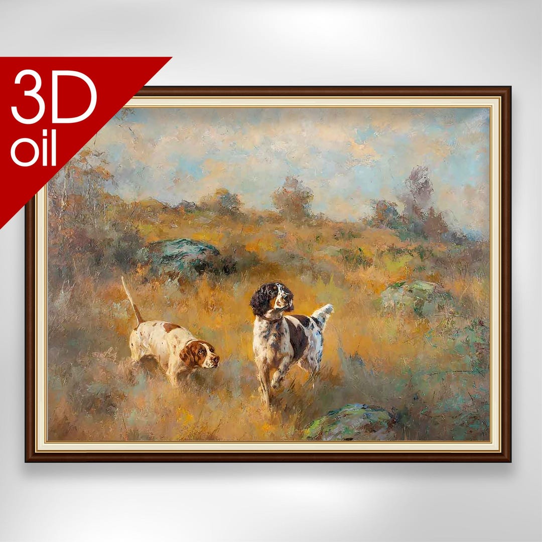 Percival Rosseau Hunting Dogs Museum Quality 3D Oil Canvas Print of ...
