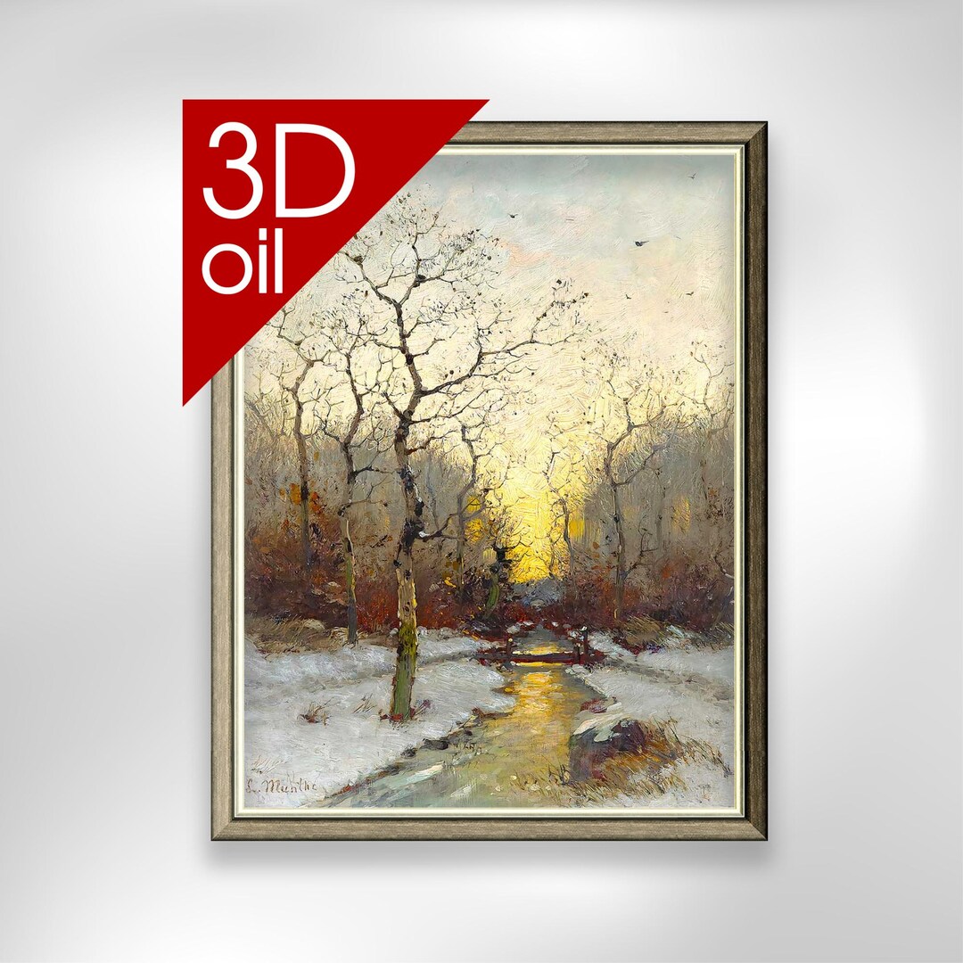 Ludwig Munthe - Winter Evening | Museum Quality 3D Oil Canvas Print of ...