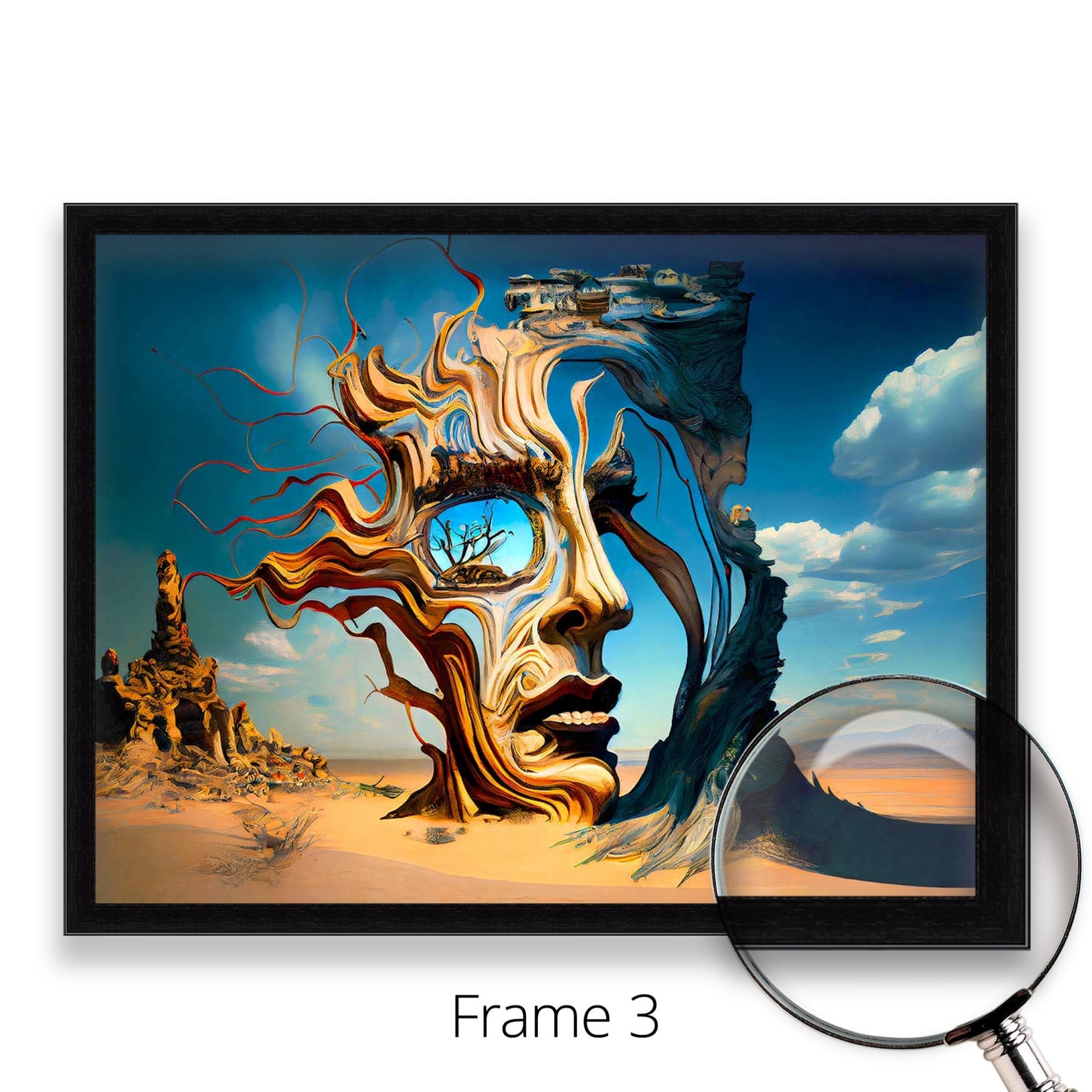 Desert Mirror, Inspired by Salvador Dali | Museum Quality 3D Oil Canvas ...