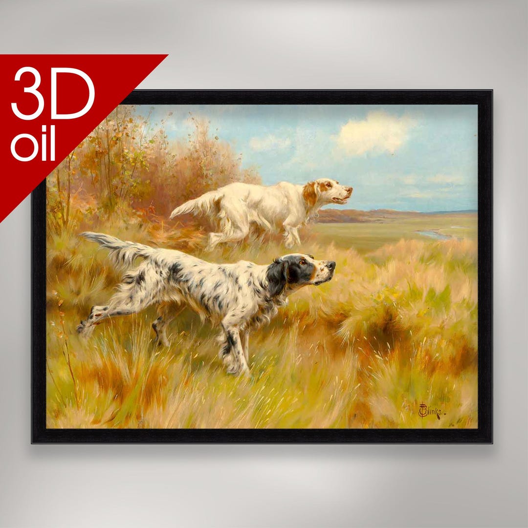 English Setters on Point Thomas Blinks Museum Quality 3D Oil Canvas ...