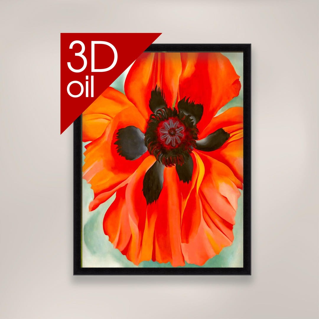 Georgia O'keeffe - Red Roppy II | Museum Quality 3D Oil Canvas Print of ...