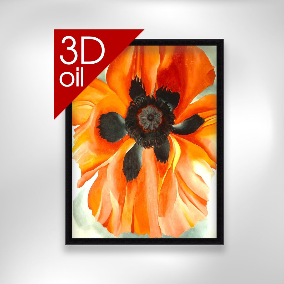 Georgia O’keeffe - Red Poppy No 6 | Museum Quality 3D Oil Canvas Print ...