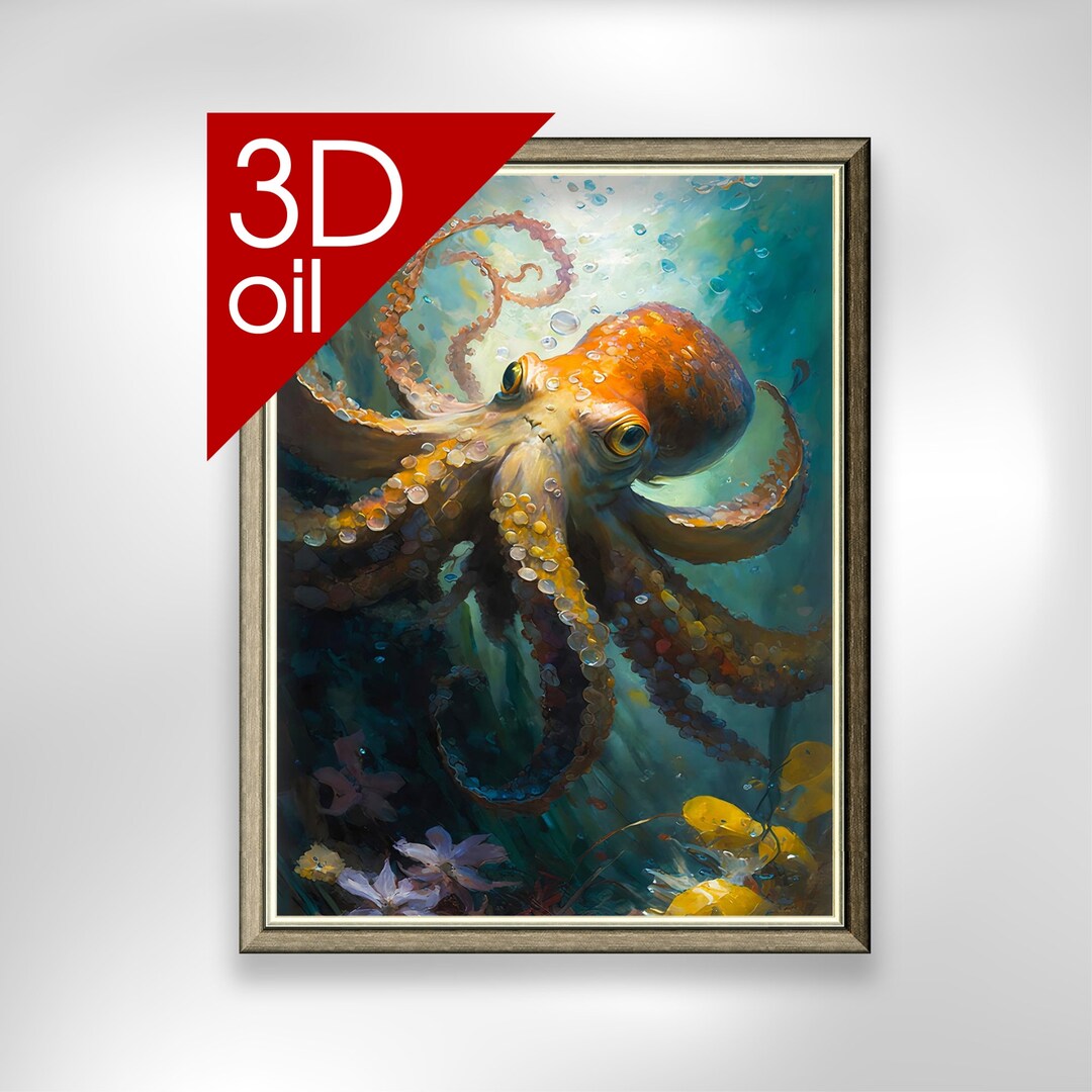 Octopus | Museum Quality 3D Oil Canvas Print of Famous Artist Painting ...